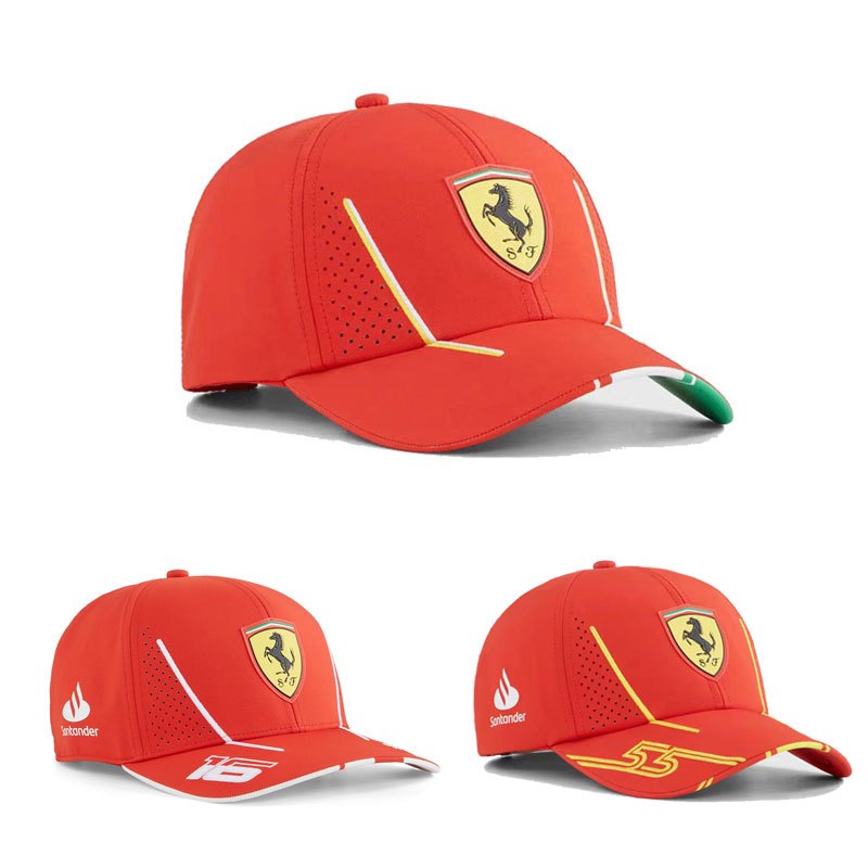 Ferrari F1 2024 Carlos Sainz Charles Leclerc Red Adjustable Racing Hat ...