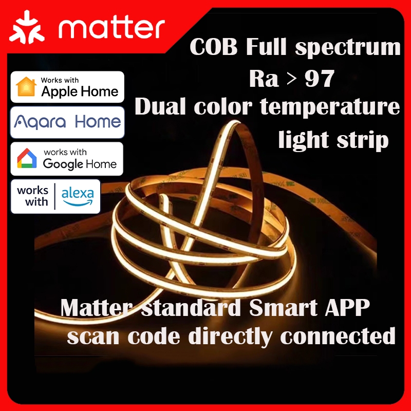 Matter thread Smart Strip Light COB Two-Color 24V Phone Controlled ...