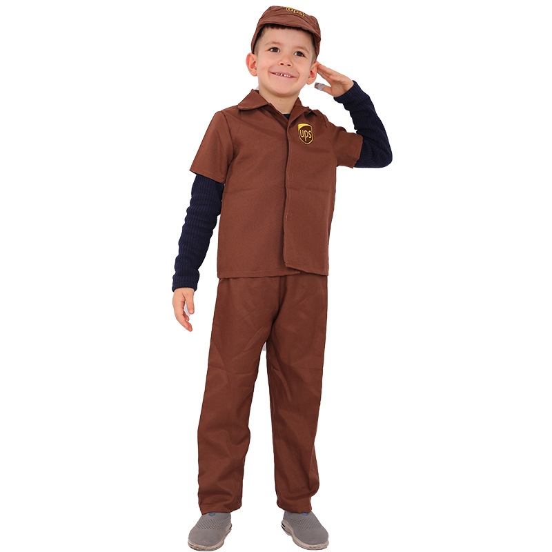 Express Delivery Man Postman Uniform Kids Mailman Courier Cosplay ...