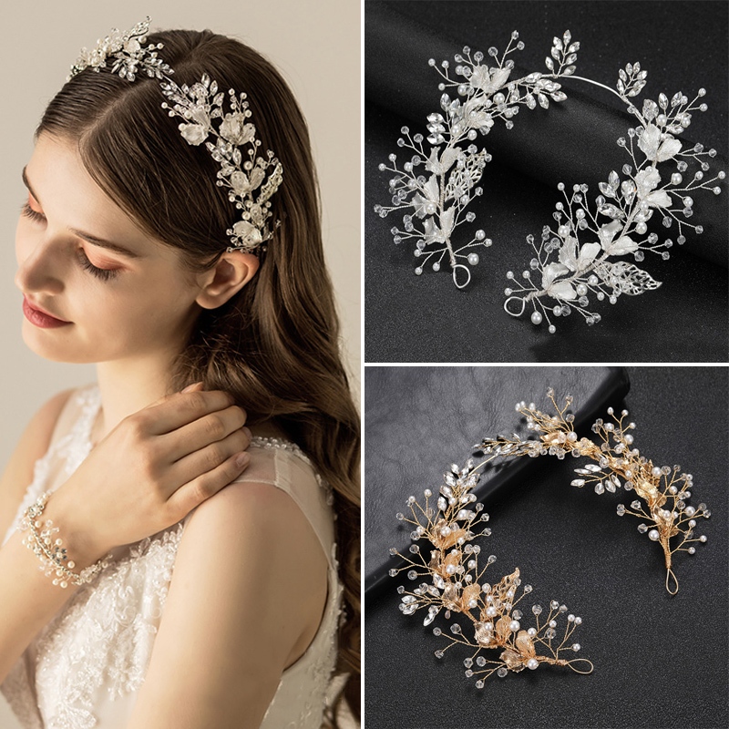 Handmade Bridal Headband Rhinestone Beaded Wedding Headpiece | Shopee ...