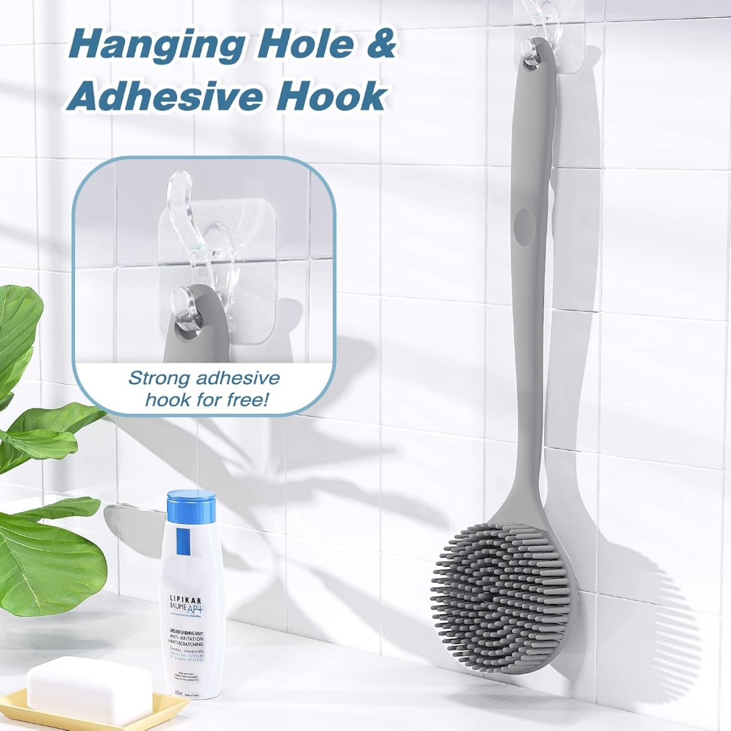 Double-Sided Silicone Bath Back Scrubber Long Handle Long Handle Body ...