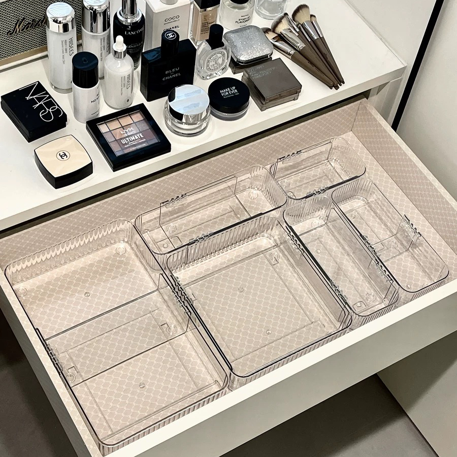 Acrylic Adjustable Drawer Organizer Tray Partition Box Transparent ...