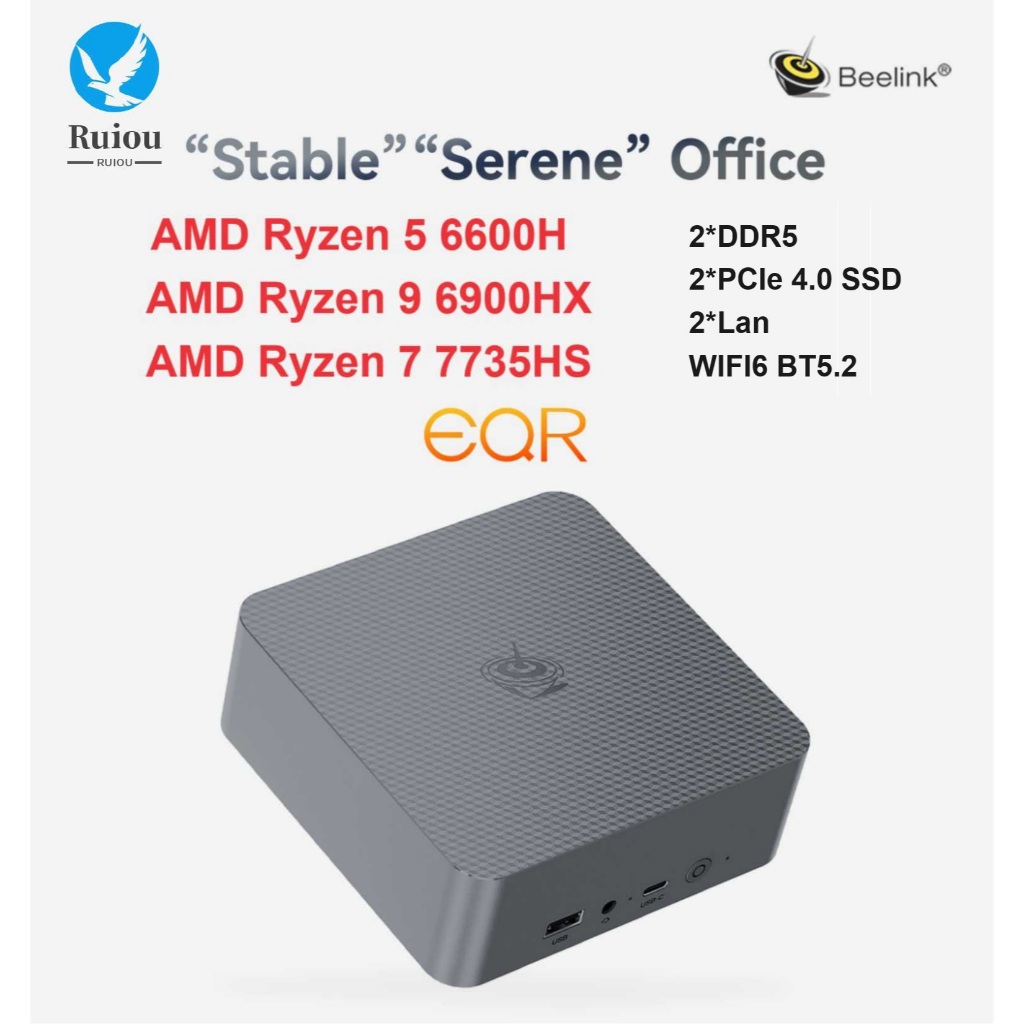 Beelink EQR6 MINI PC AMD Ryzen 5 6600H/Ryzen 9 6900HX/Ryzen 7 7735HS MINI PC Windows 11 DDR5 ...