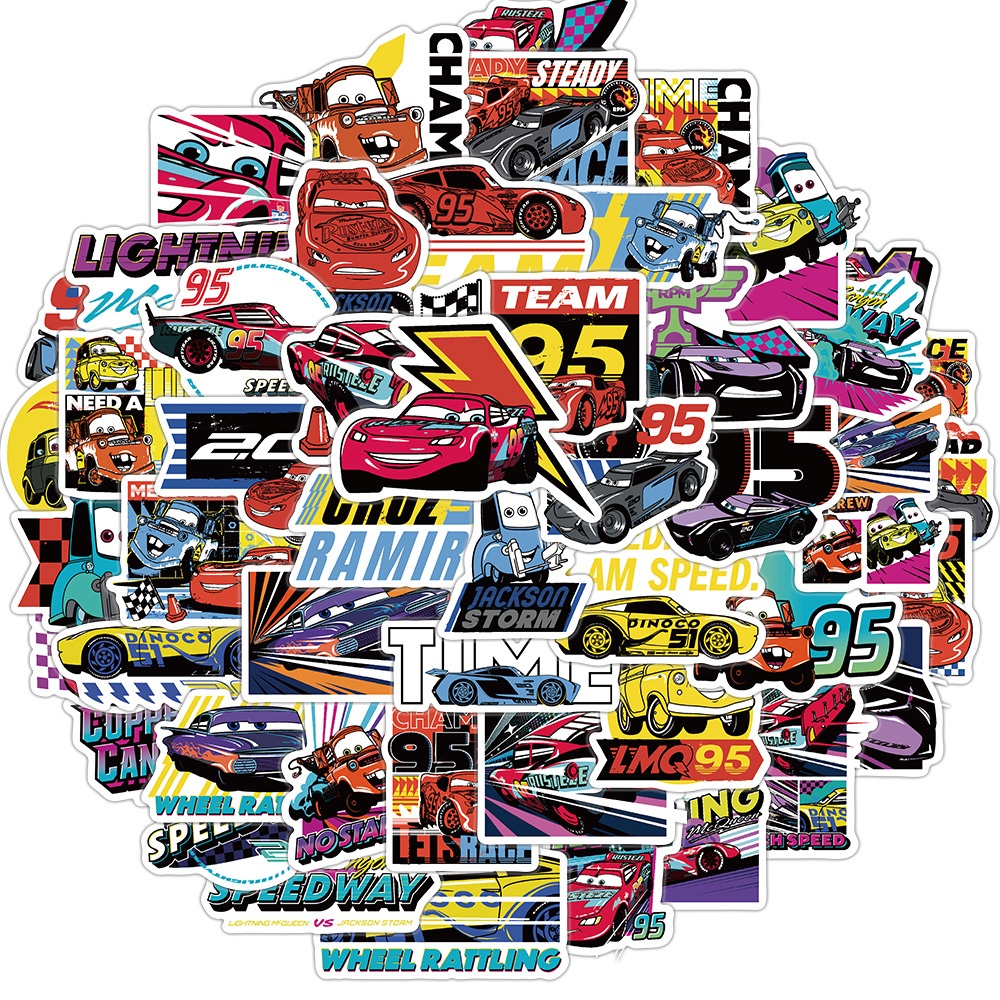 [Large Sticker]50pcs Race Car Stickers Lightning 95 RPM Sticker cool ...
