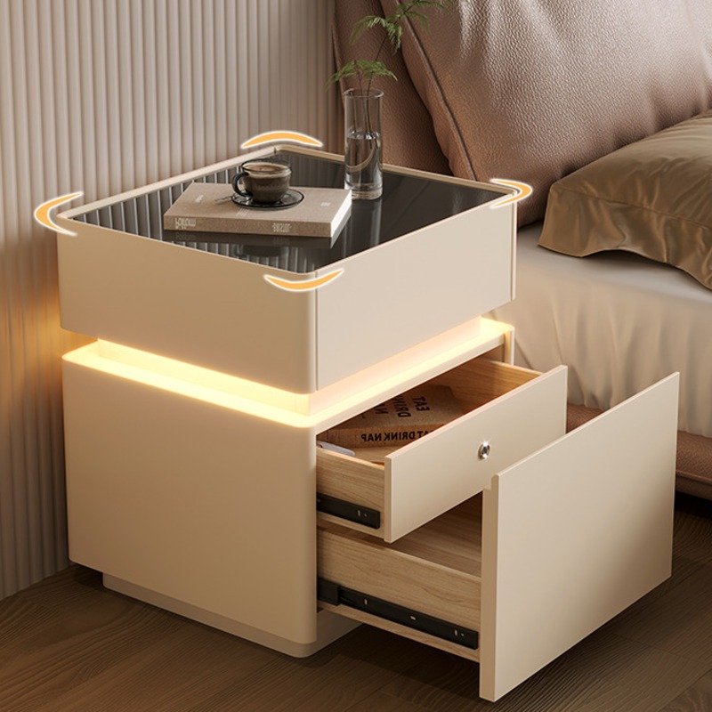 Safe Box Minimalist Bedside Table Digital Lock Solid Wood Bedroom ...