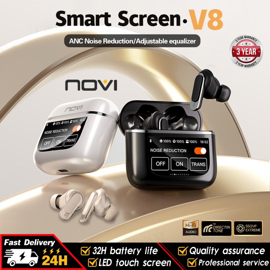 NOVI V8 Wireless Bluetooth earphones TWS 5.3 HIFI Sound touch stereo ...