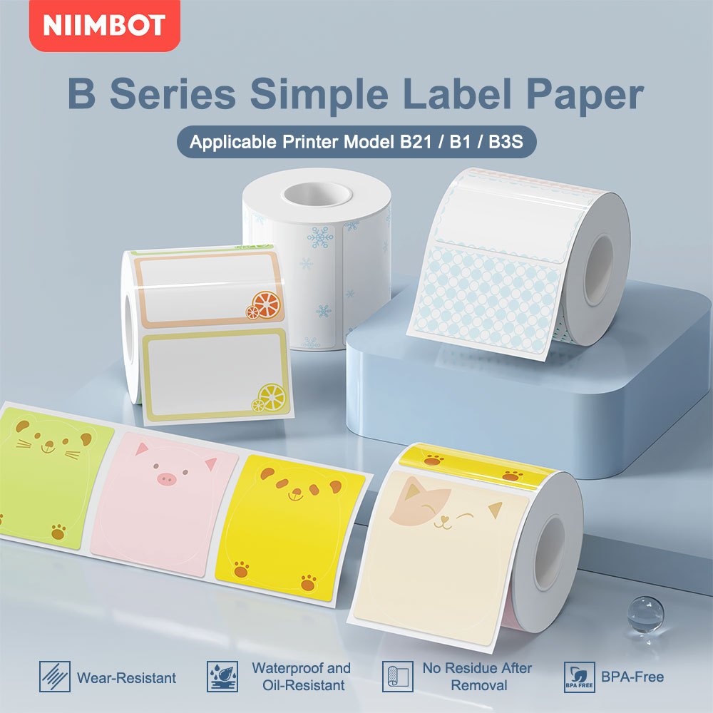 NIIMBOT B21/B1/B3S/B203 Label Paper Name Sticker Waterproof Classified Storage Color Sticke ...