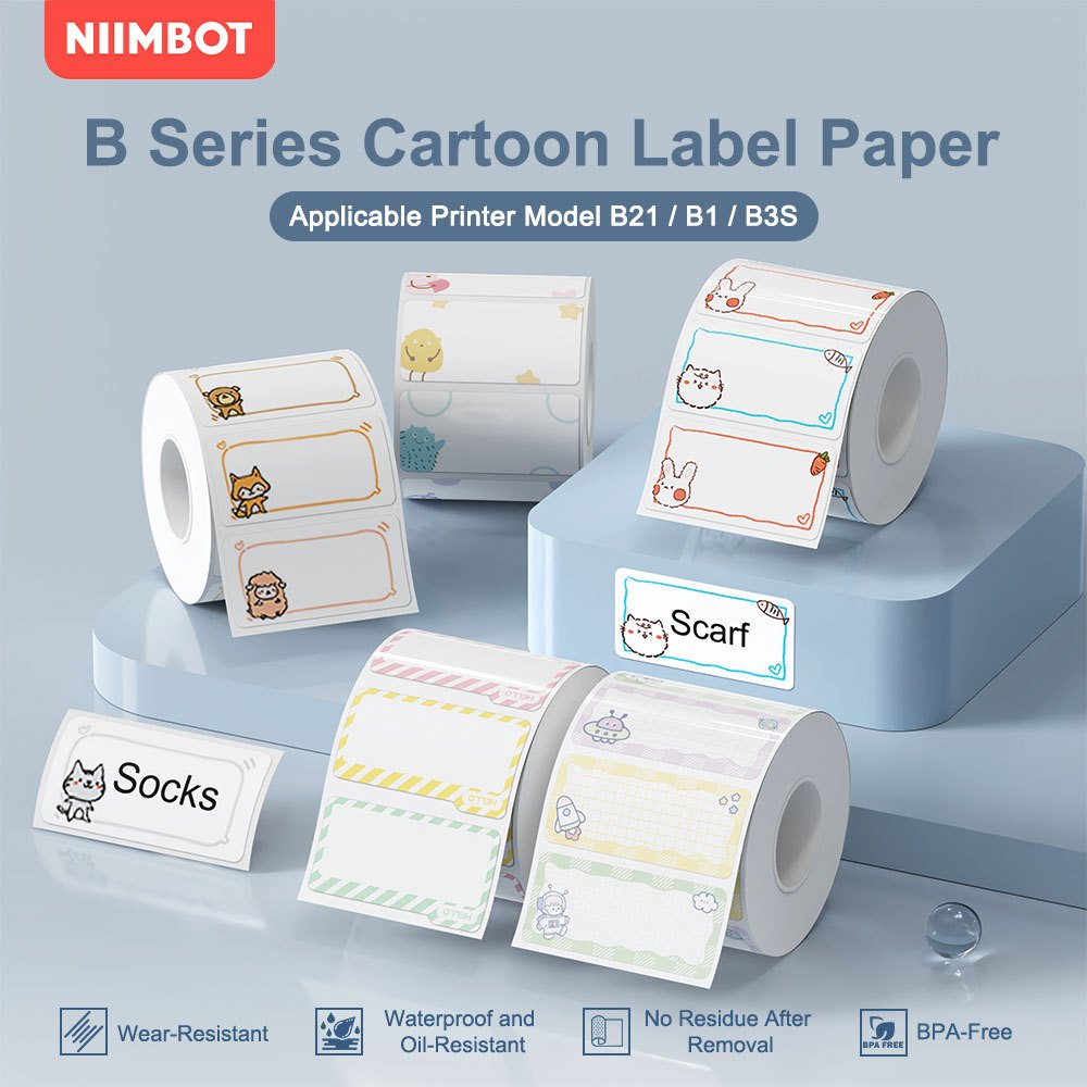 NIIMBOT B21/B1/B3S Name Printing Paper Color Thermal Label Paper Cartoon Cute Classification ...