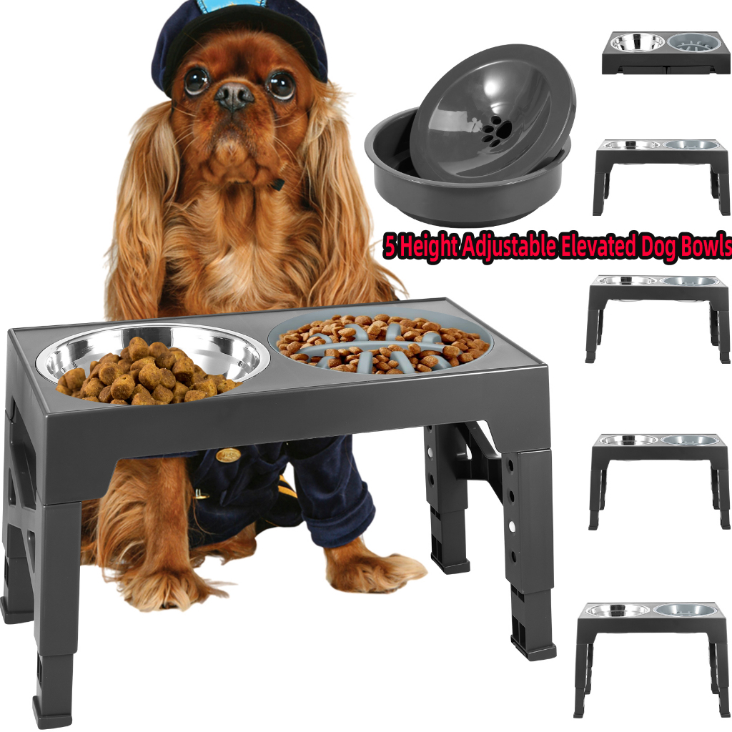 Elevated Dog Bowls 5 Height Adjustable Raised Dog Dish Bowl Elevated ...