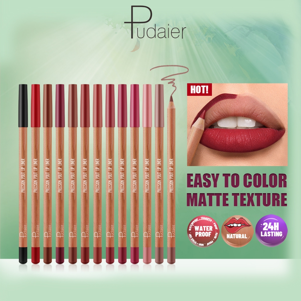 Pudaier Creamy 12 Color Series Lip Liner Set Matte Lipstick Waterproof ...