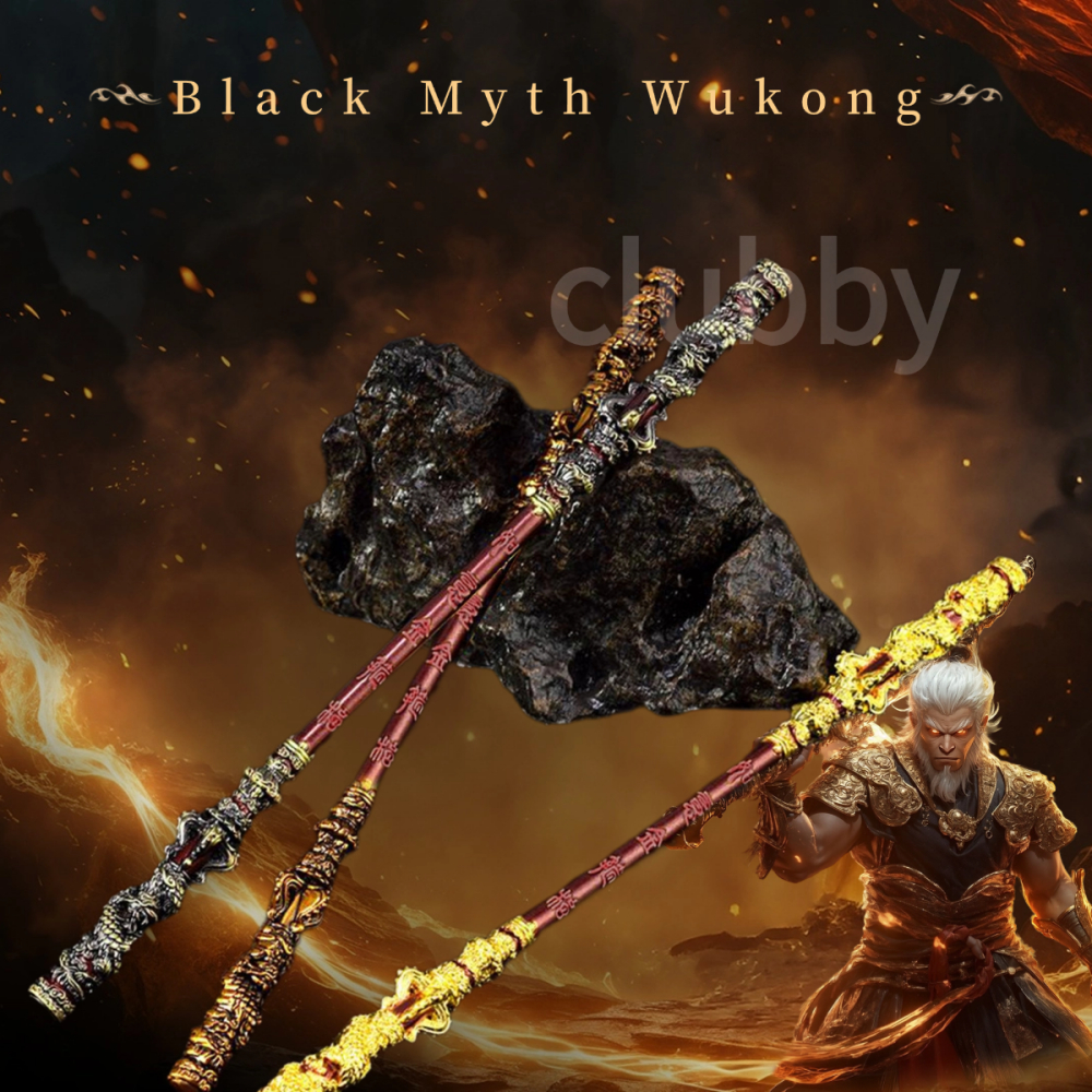 30cm Black Myth Wukong surrounding Monkey King Golden cudgel Metal Crafts Ornaments Hand Model ...