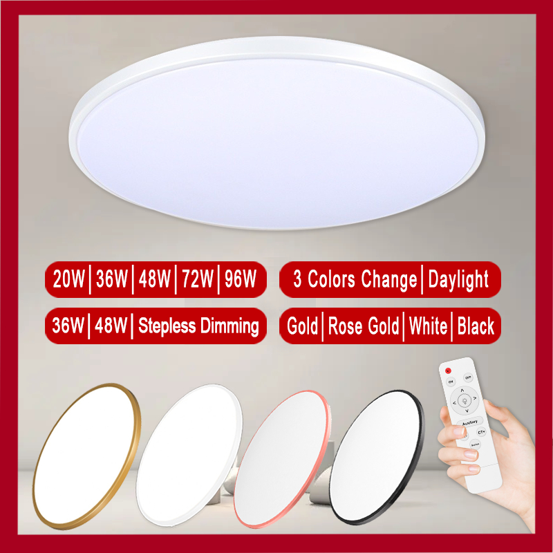 【Remote Control】LED Ceiling Light 20W 36W 48W 72W 96W Tricolor Modern ...