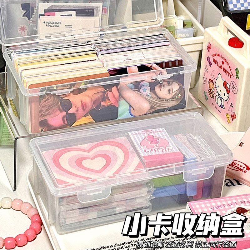 Photocards Storage Box Transparent Stickers Korea Idol Card Holder Desk ...