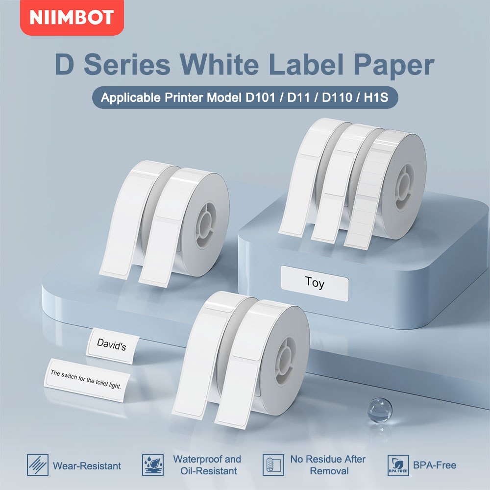 NIIMBOT D11/D110/D101/H1S White Thermal Label Printing Paper Waterproof ...
