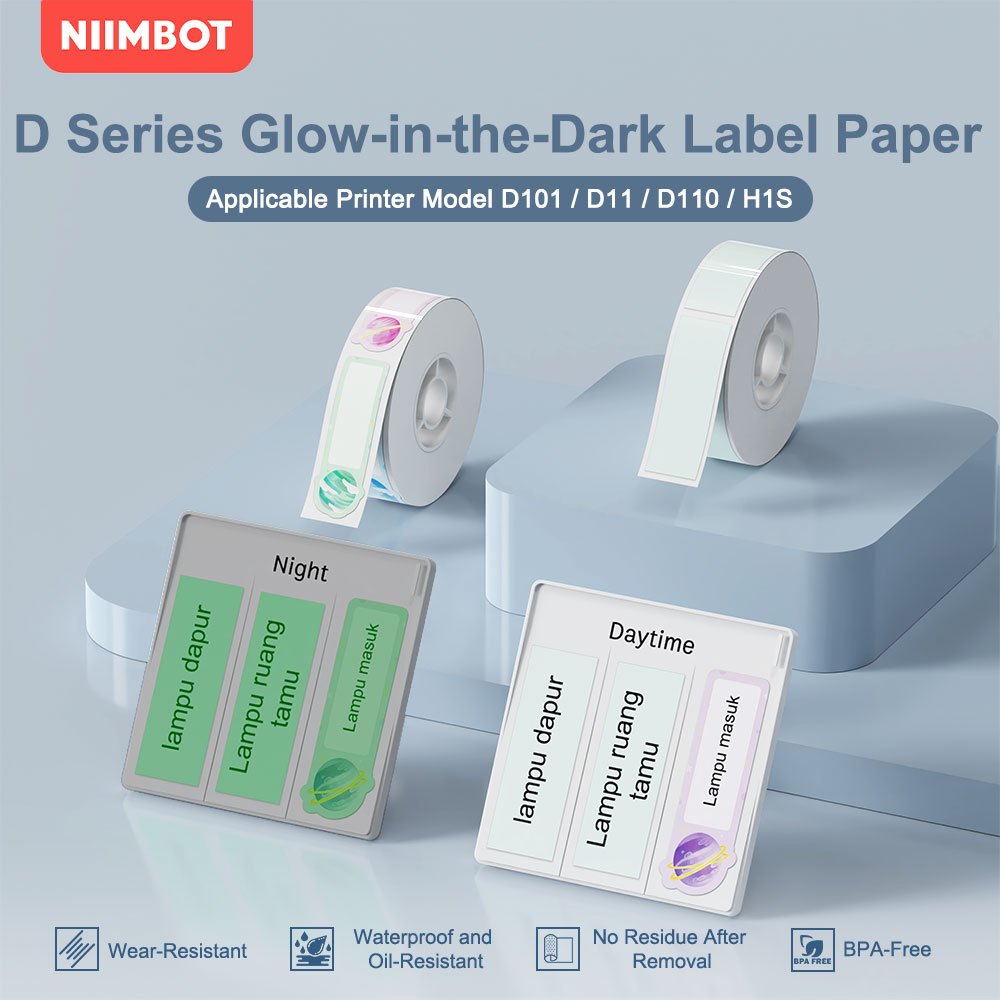 NIIMBOT D11/D110/D101 Luminous Label Sticker 13*35mm Labeling Machine ...