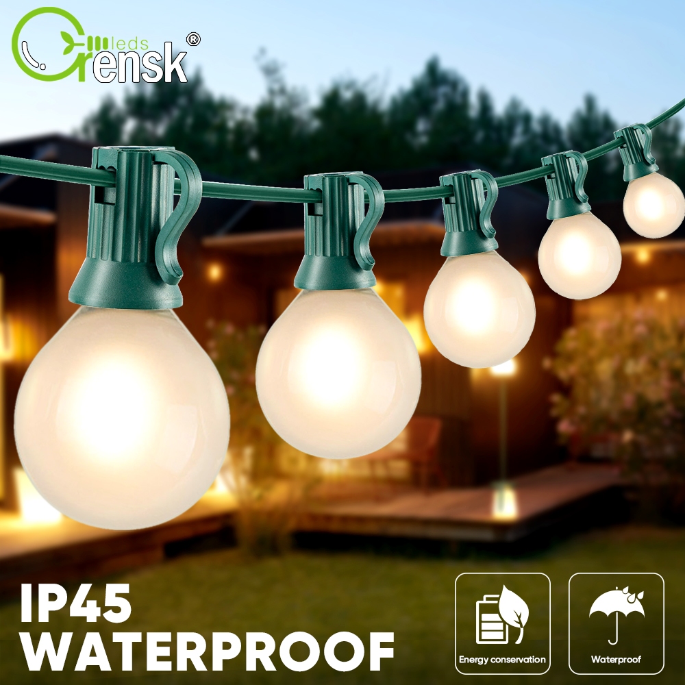 7.6m/10m/15m/20m Outdoor String Lights G40 energy efficient Bulbs E12 ...