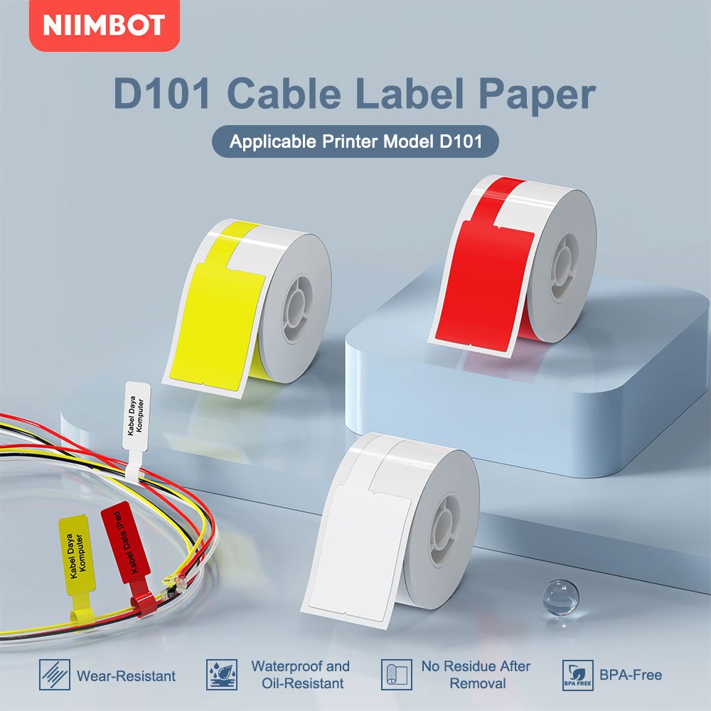 NIIMBOT D101 Wire Label Sticker Network Cable Printer Tape Waterproof ...