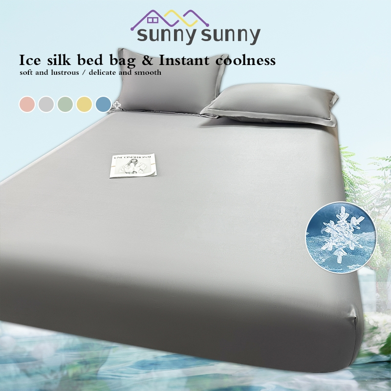 SunnySunny New Luxury Artificial Tencel Silk Fitted Bedsheet Premium ...