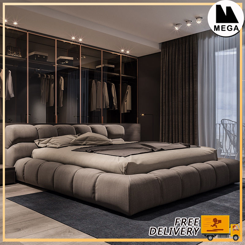 【Customized】🇸🇬 ⚡Nordic Bubble Bed Fraem Techno Fabric And Solid Wood ...