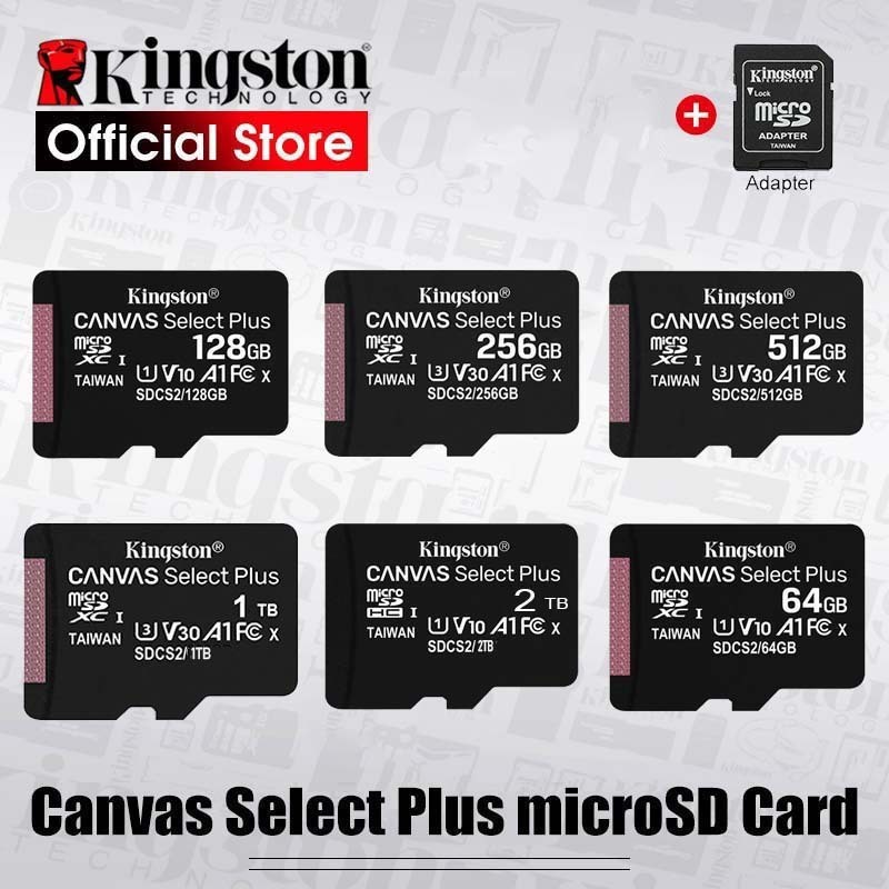 Kingston Canvas Select Plus microSD Card Class10 carte sd memoria 128GB 256GB 512G 1TB 2TB TF ...