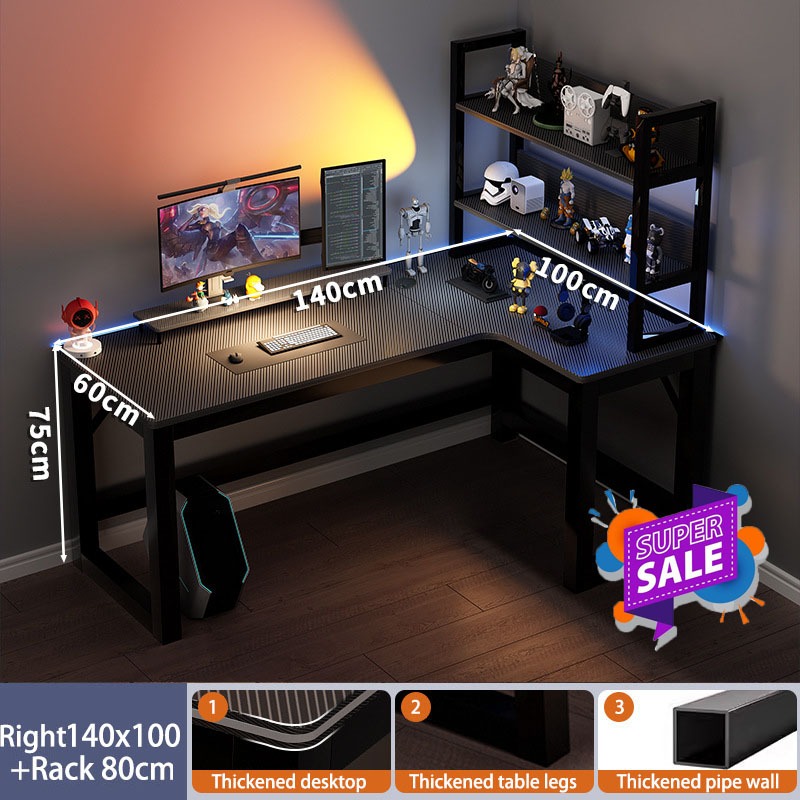 [ SG ]Corner L Shape Table Computer Table Organizer Gaming Table Carbon ...