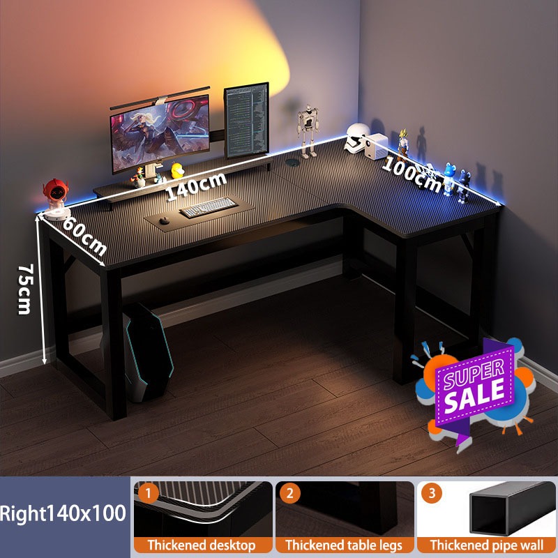[ SG ]Corner L Shape Table Computer Table Organizer Gaming Table Carbon ...