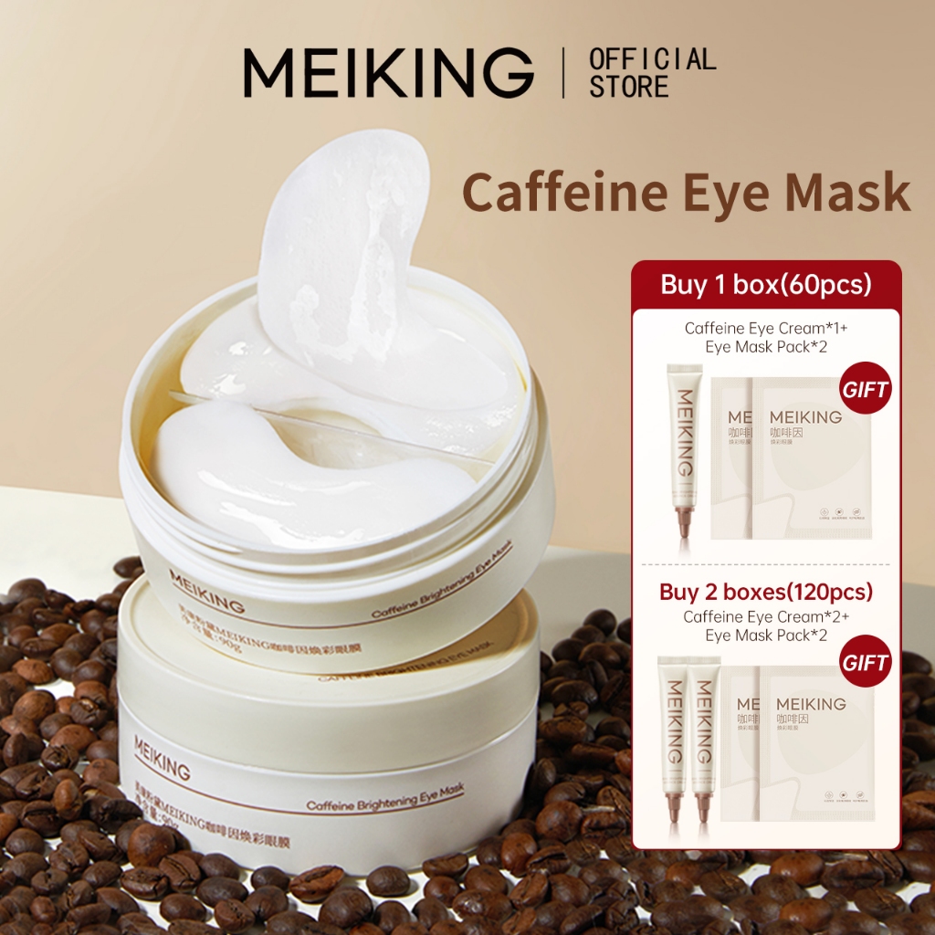 MEIKING Caffeine Brightening Eye Mask 60pcs Reduce Eye Lines Dark ...