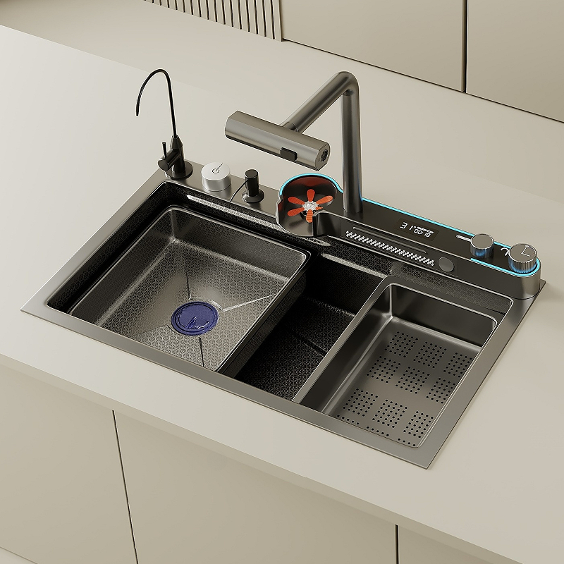 Rainfall Honeycomb Kitchen Sink With Digital Display 304 Cup Washer ...