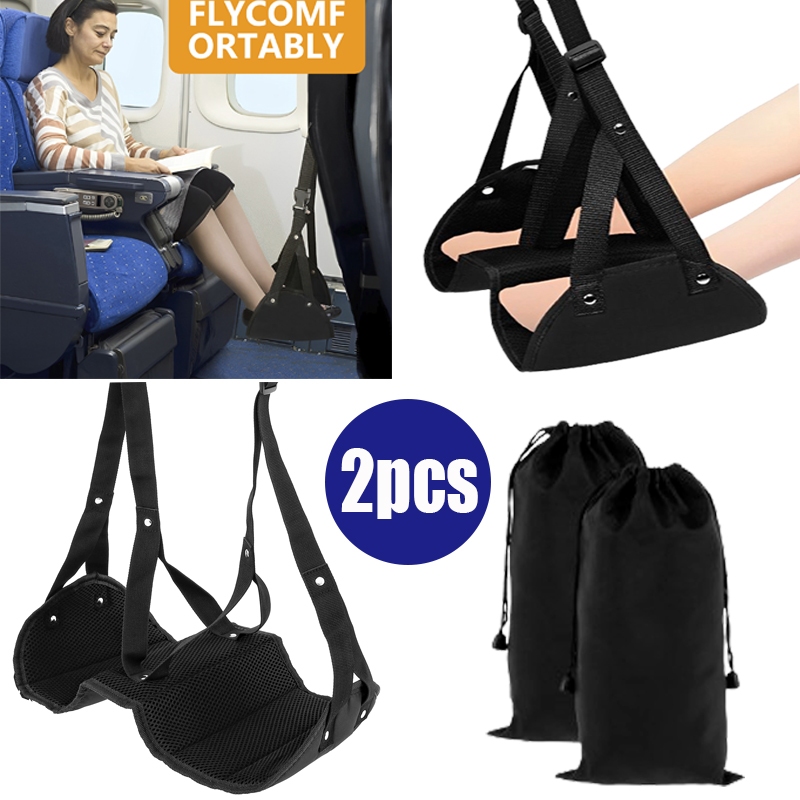 2 Pack Airplane Foot Rest Travel Footrest with Memory Foam Adjustable ...