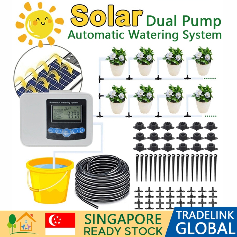 [Dual Pump Upgraded]Solar Power Automatic Watering System, Houseplants ...