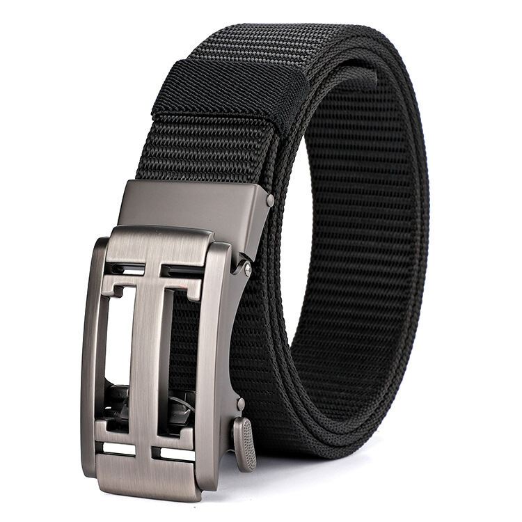 Men Belts Metal Automatic Buckle Belt Nylon Belt | Shopee Singapore