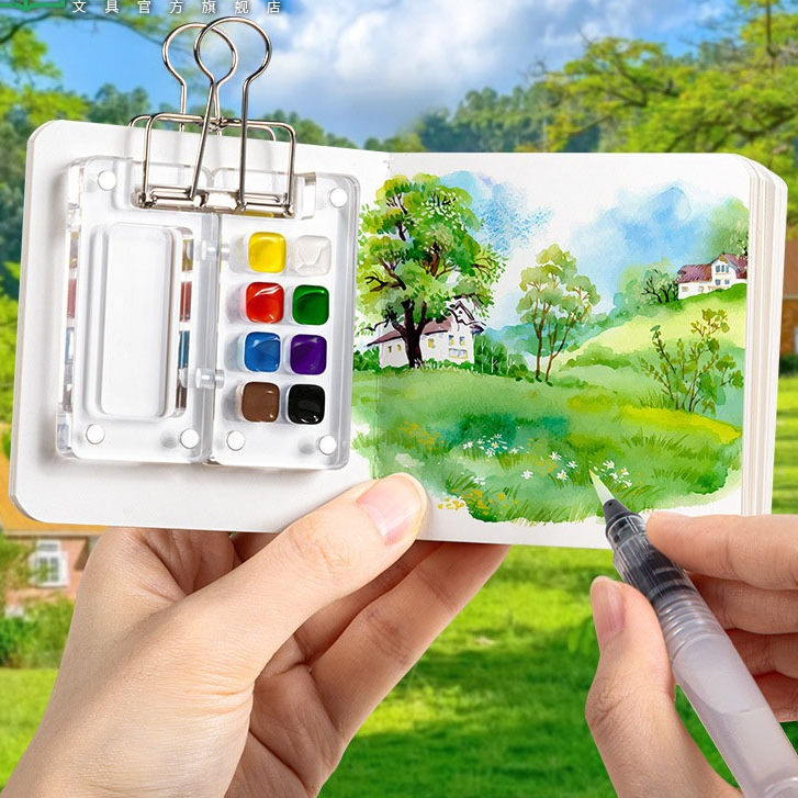 Mini Watercolor Paint Box Acrylic Box Portable Portable Handbook Sketch ...