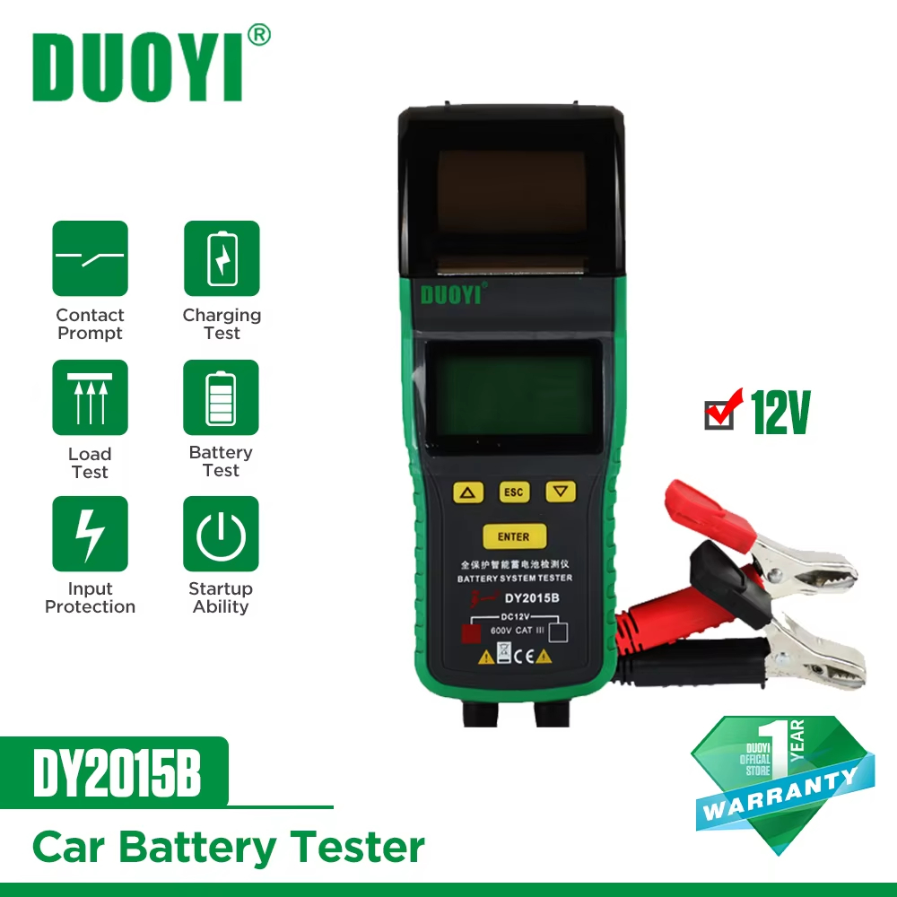 DUOYI DY2015B DY2015C Car Battery Tester with Printer 12V/24V LED ...