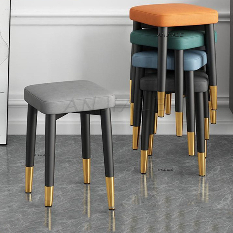 ANJIALE Dining Stool Stackable Living Room Stools Square Make up Stool ...