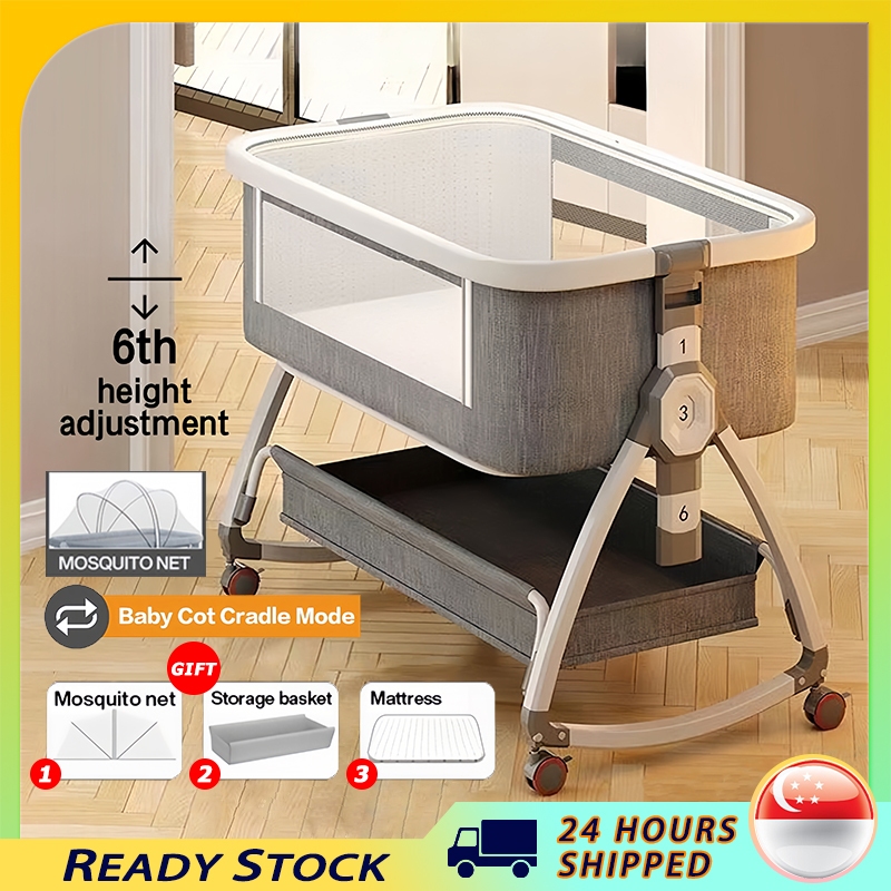 🇸🇬[SG Seller] Baby Cot Portable Bed Playpen Travel Cot Stitching Large ...