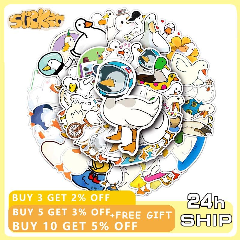 50PCS Cartoon Cute Duck Stickers Animals DIY Helmet Laptop Graffiti ...