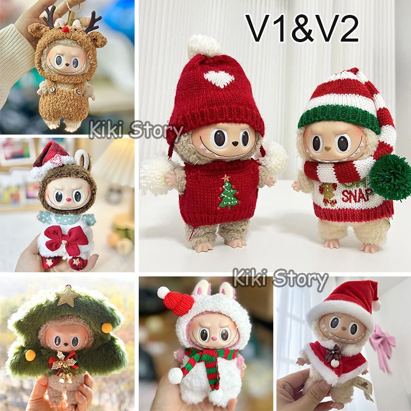 New Labubu V1 V2 Clothes Christmas Sweater Snowman jumpsuit Santa Claus ...