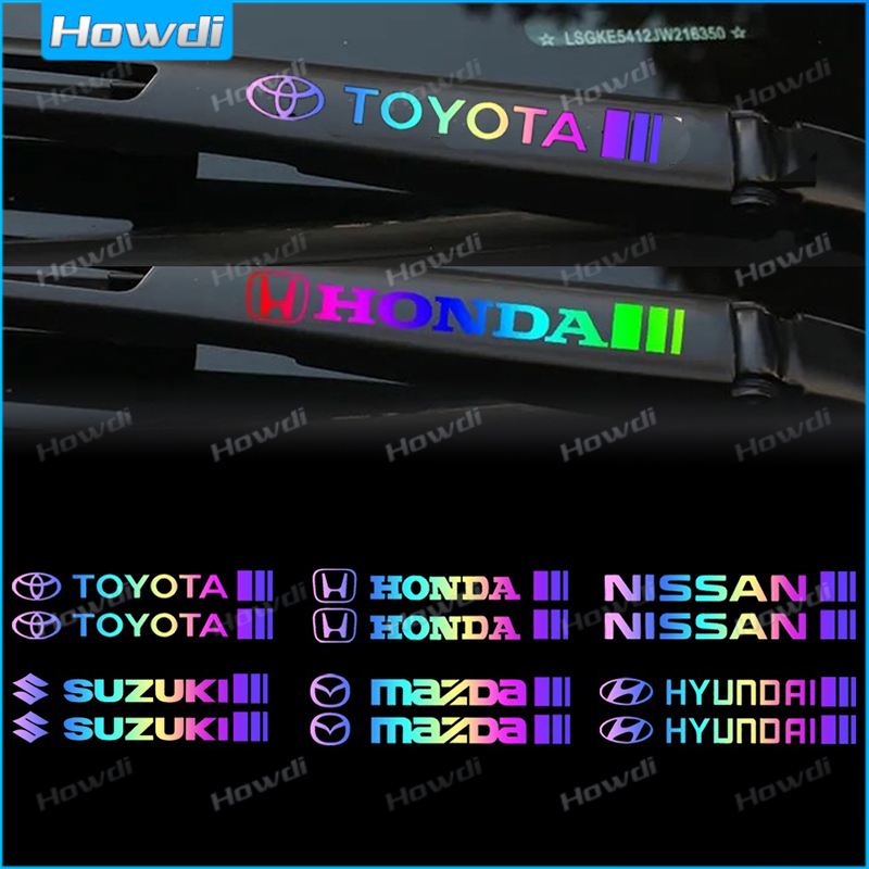 1 Pair Reflective Laser Car Brand Logo Sticker Wiper Decoration ...