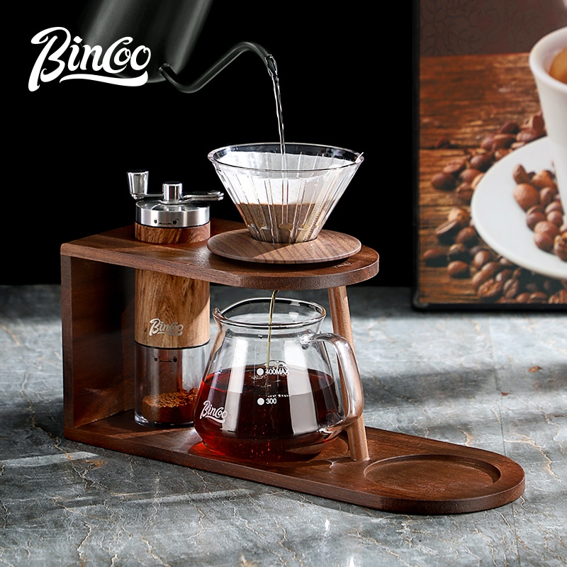 Bincoo Coffee Stand Hand Brewing Pot Storage Wooden Stand Coffee Pot ...