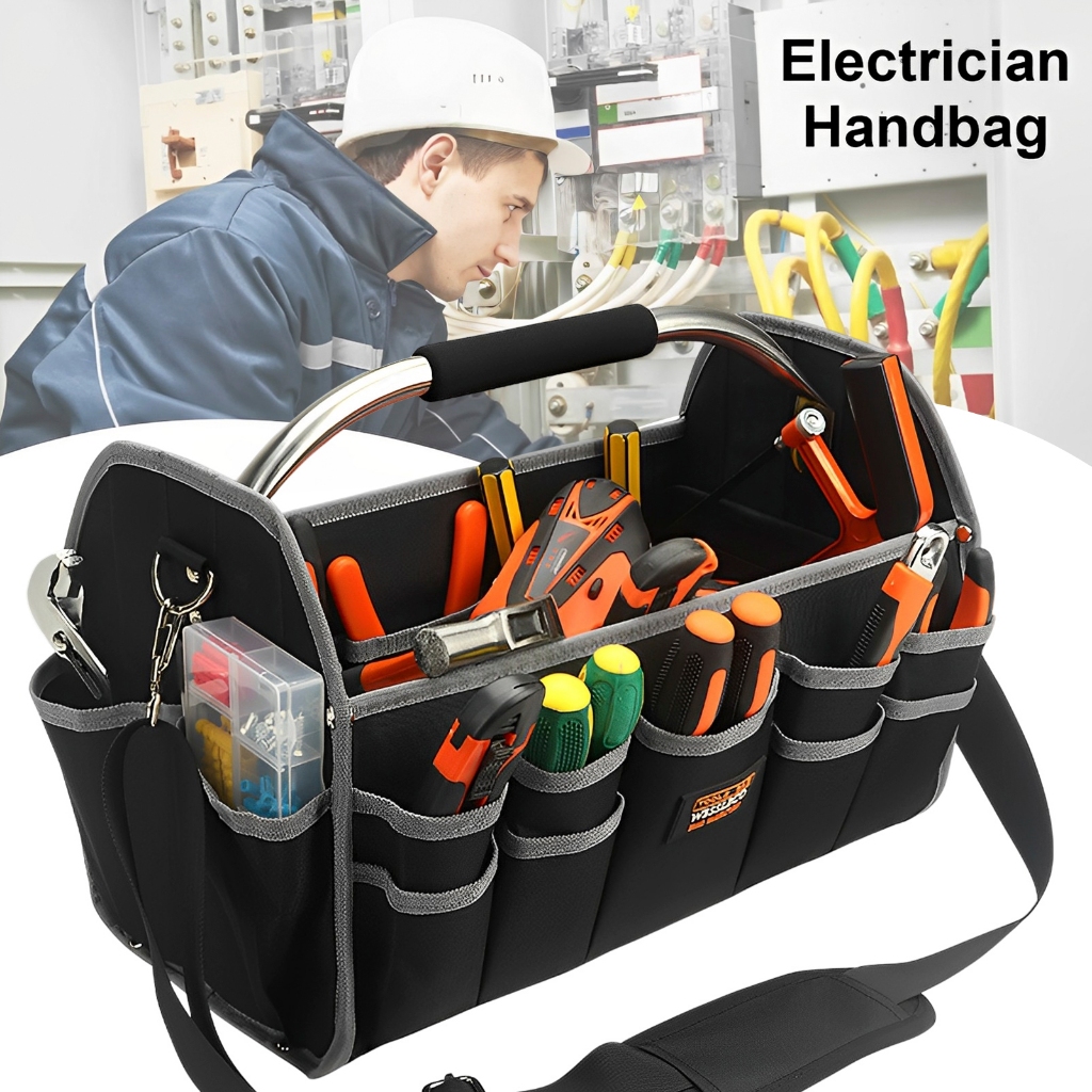 Open Top Tool Tote Bag Foldable Electrical Tool Bag Tool Carrier with ...