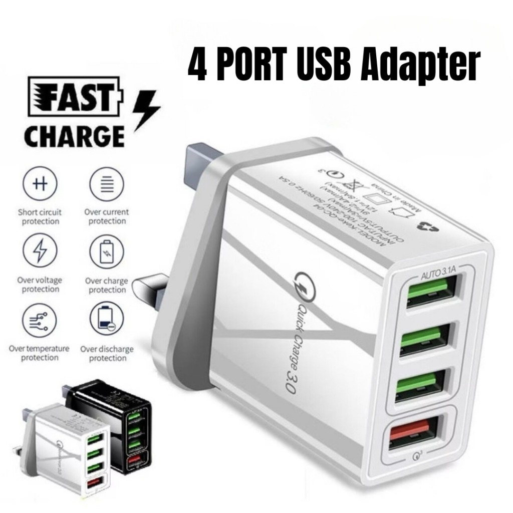 【SG/UKPlug 】Fast Charging QC3.0 Adapter USB Charger 5.0V 2A Quick ...