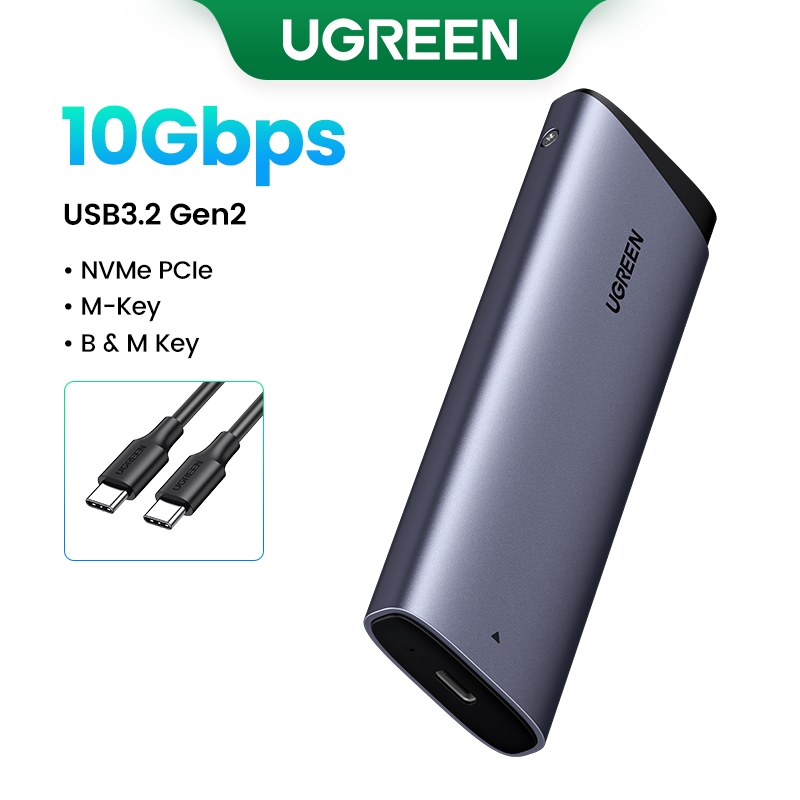 UGREEN M2 SSD Case M.2 NVMe SATA SSD Enclosure Adapter 10Gbps USB 3.2 Gen2 USB C External ...