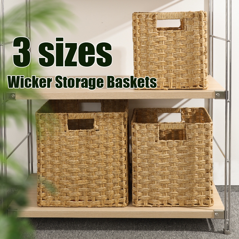 Square Rattan Box PE Basket Storage Handmade Organizer Household ...
