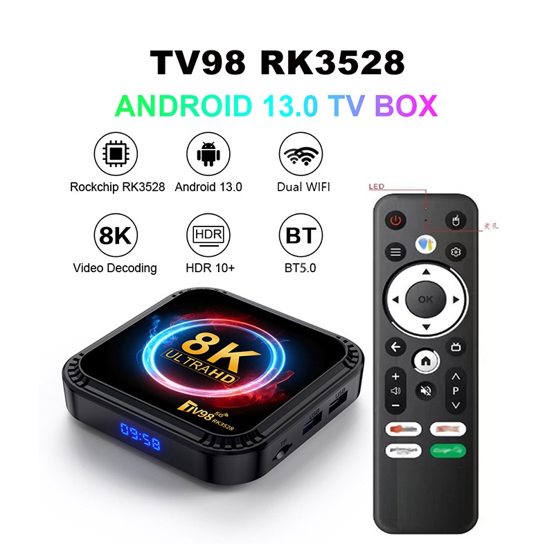 TV98 RK3528 set-top box 4K HD 5G dual WIFI 6 Android 13 Bluetooth TV ...