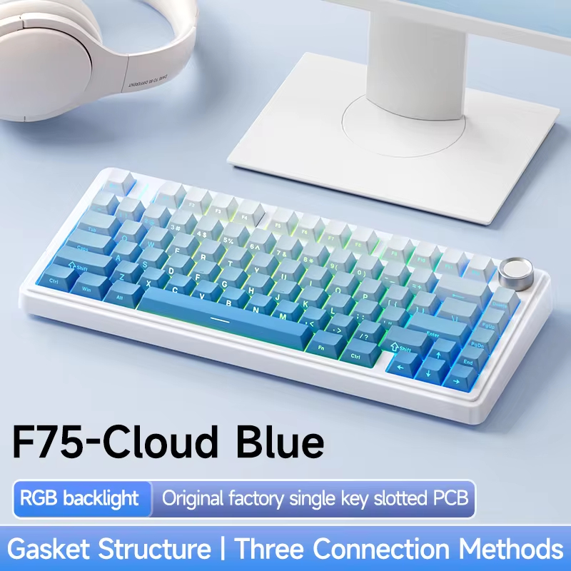Aula F75 Mechanical Keyboard 80 Key with Gasket Structure Full-key Three-mode Bluetooth E-sports ...