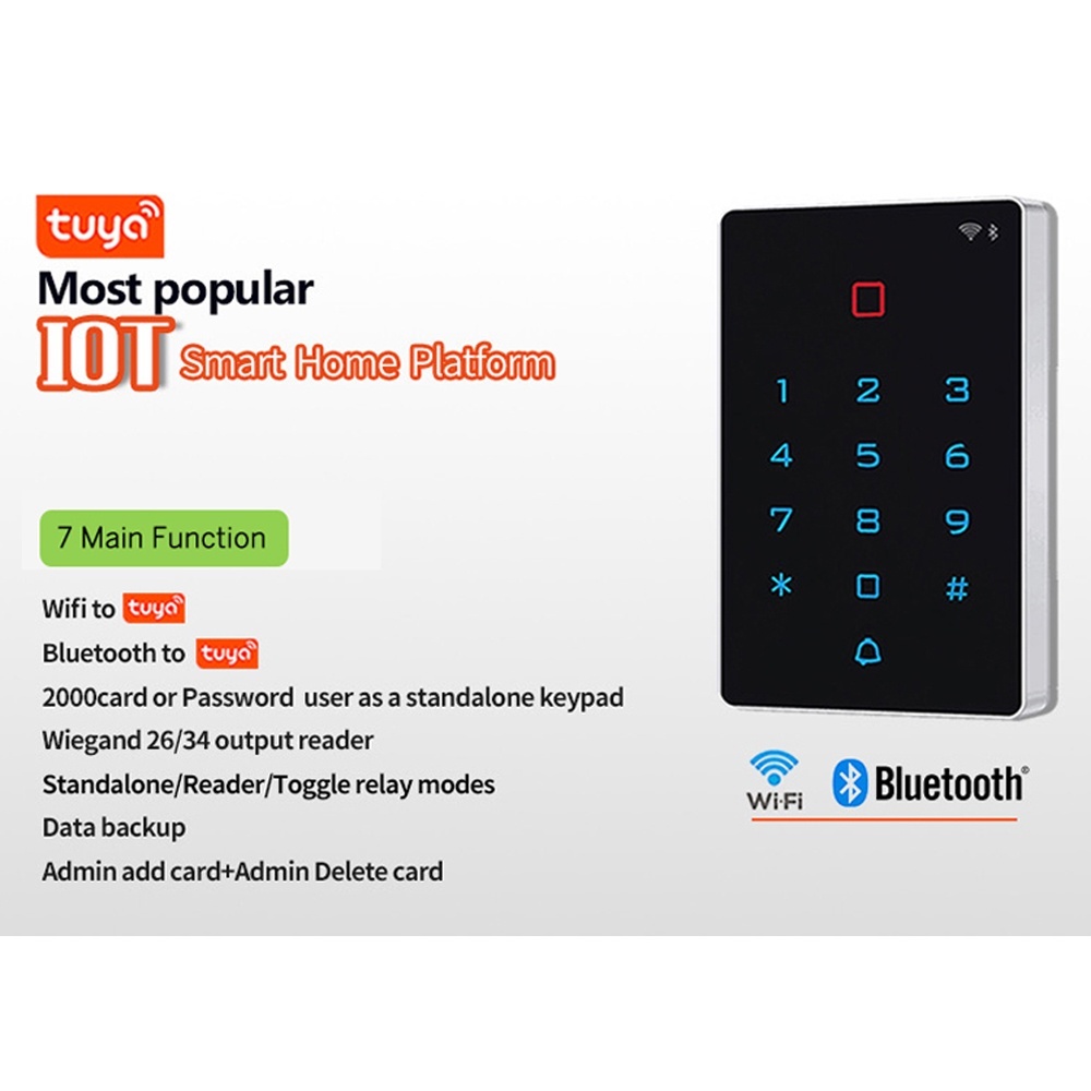 WIFI Tuya Smart Door Lock Waterproof Door Access Control System Standalone Keypad RFID Card Door ...