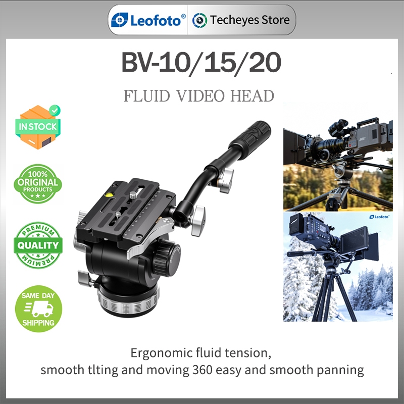 Leofoto BV-10/15/20 Fluid Video Head Tripod Head (with Arca Swiss and Quick Lever Release ...