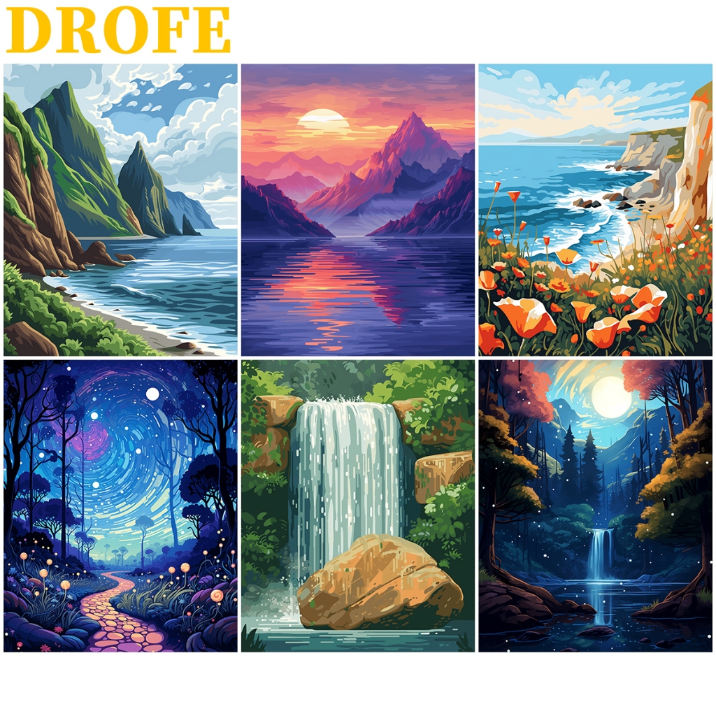 Drofe,paint by numbers with frame,painting by number,landscape,canvas ...