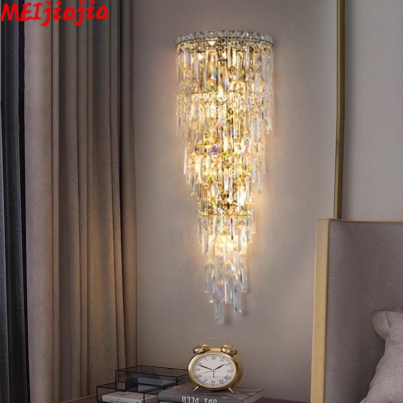 MEIJIAJIA New Crystal Wall Light Luxury Bedroom Bedhead Decorative ...