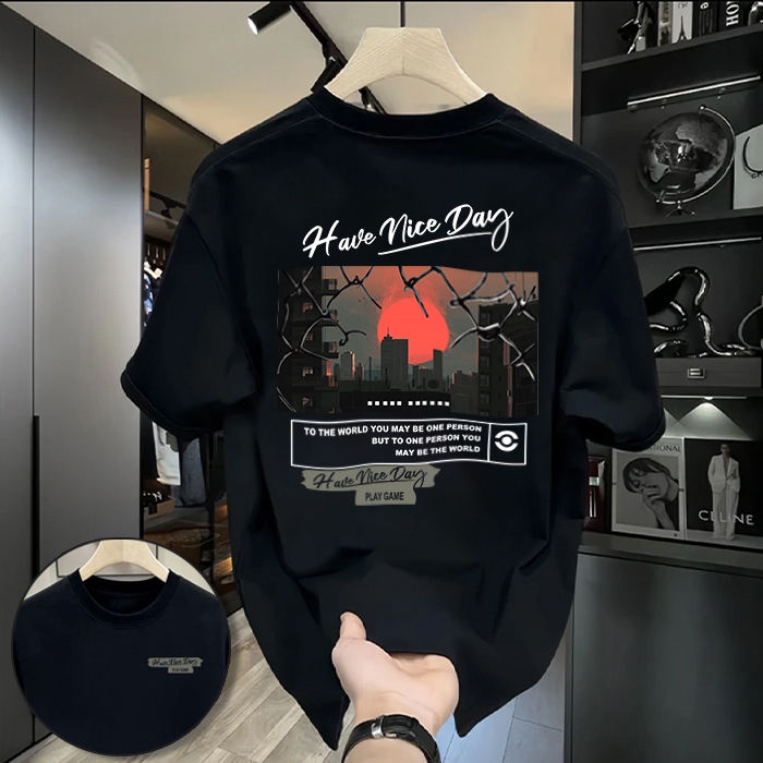 Summer New INS Fashion Trend Loose Printed T-shirt for Men Short-sleeve ...